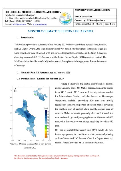 Monthly Climate Bulletin - January 2025