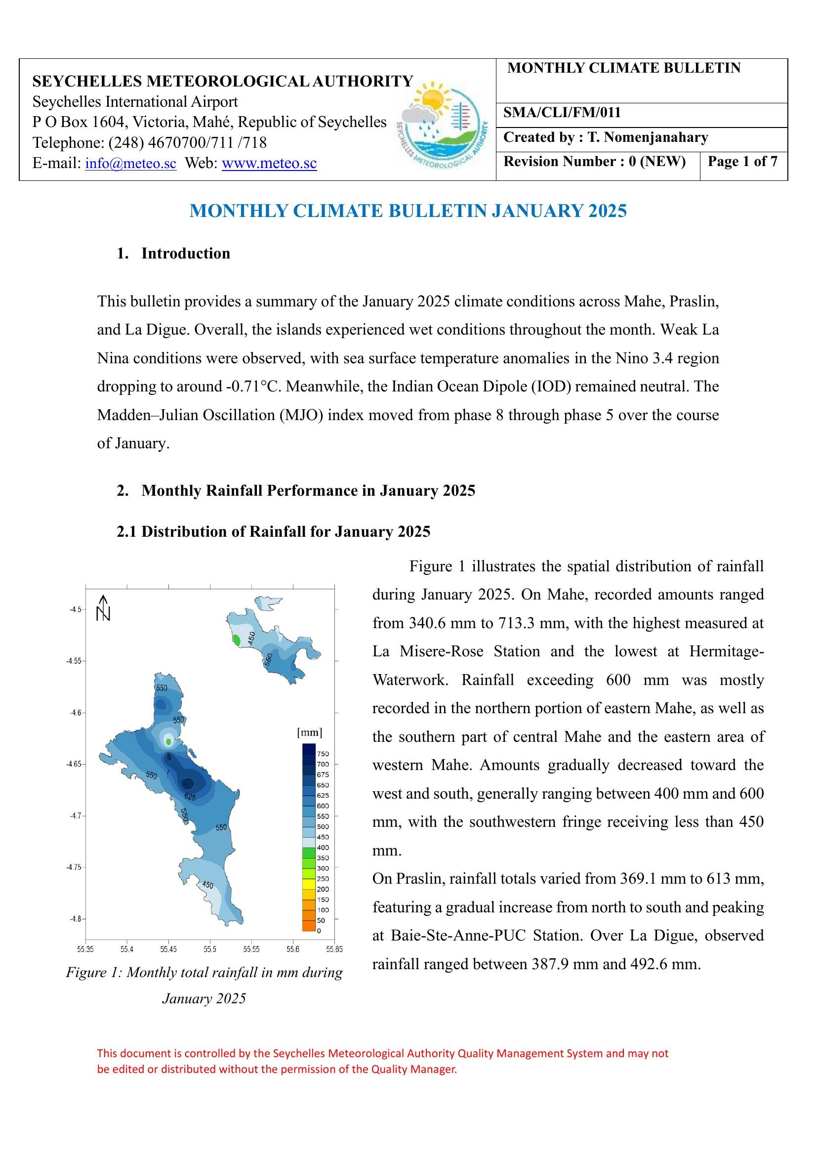Monthly Climate Bulletin - January 2025
