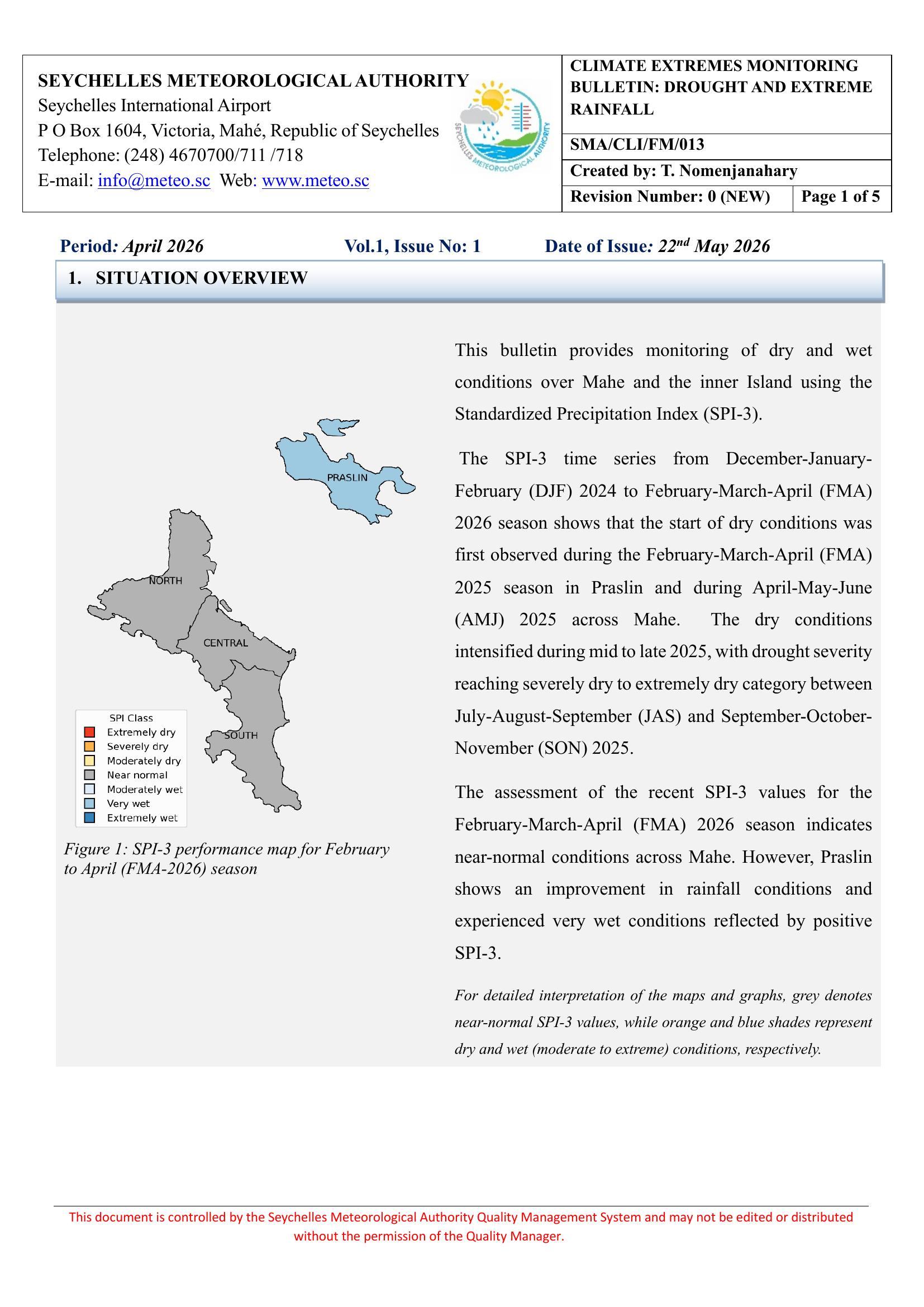 Climate Extreme Bulletin Drought and Extreme Rainfall - April 2026